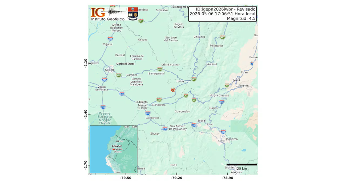 Sismo se registró en Guayas la tarde de este miércoles, 6 de mayo - Kch ...